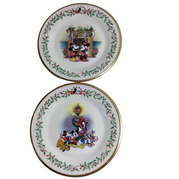 Lenox | Accents | Vtg Two Plates Lenox Mickeyminnie Holiday Usa Disney ...